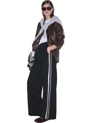 ME+EM Side Stripe Track Pant - Black/cream/grey