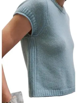 ME+EM Merino Cashmere Silk Baby Tee - Chambray Blue