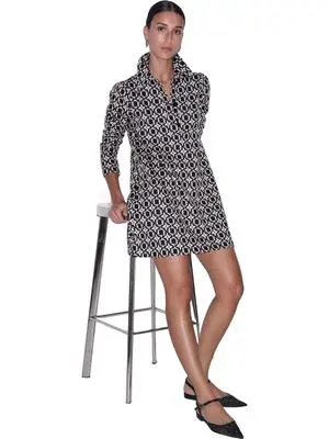 ME+EM Graphic Jacquard A-line Dress - Navy Multi