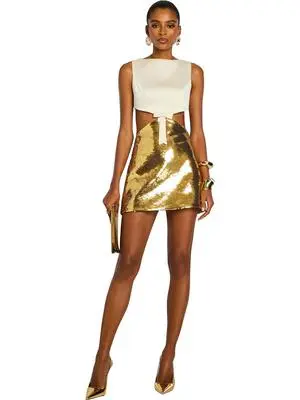 Retrofete Zevy Sequin Dress - Cream/ochre