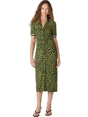 Diane Von Furstenberg Zoey Dress - Mini Floating Plaid Ecru