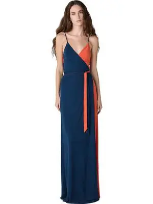 Diane Von Furstenberg Rina Maxi Dress - Perfect Navy And Red Clay