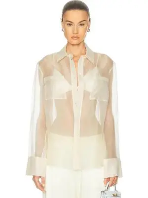 SEROYA Estella Silk Shirt - Eggshell
