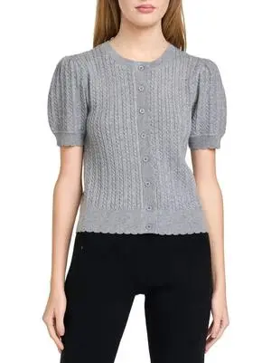WAYF Sandra Cable Short Sleeve Cardigan - Grey
