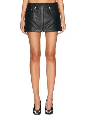 R13 Leather Skort With Front Zip Closure - Black