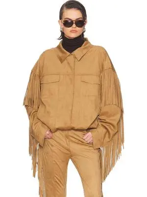 Norma Kamali Fringe Oversized Jacket - Camel