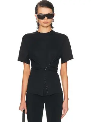 MUGLER Short Sleeve Top - Black
