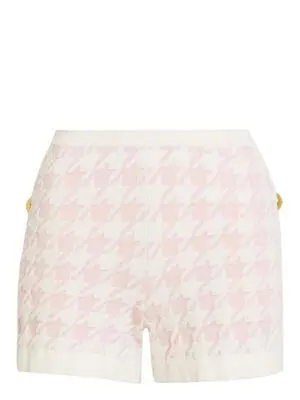 Balmain Houndstooth Jacquard-knit Shorts - Baby Pink