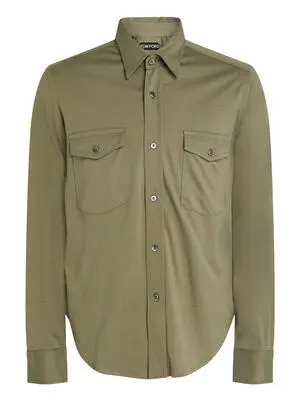 TOM FORD Silk And Cottonblend Jersey Shirt - Army Green