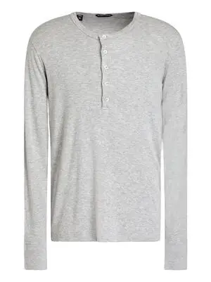 TOM FORD Cotton And Modalblend Jersey Henley Tshirt - Light Gray