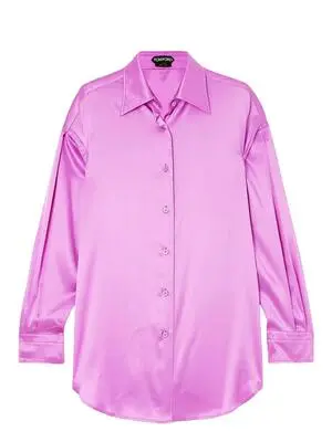 TOM FORD Oversized Stretch-silk Satin Shirt - Violet
