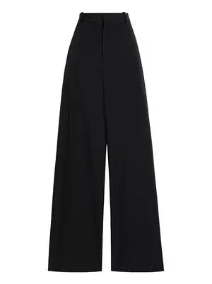 Balmain Grain De Poudre Wool Wide-leg Pants - Black