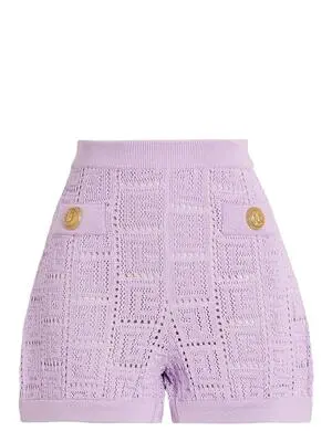 Balmain Pointelle-knit Shorts - Lilac