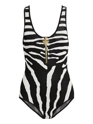Balmain Zebra Jacquard Bodysuit - Black