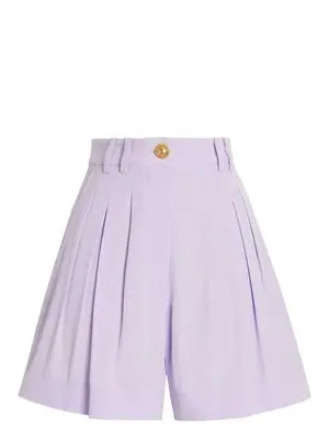 Balmain Pleated Crepe Shorts - Lilac