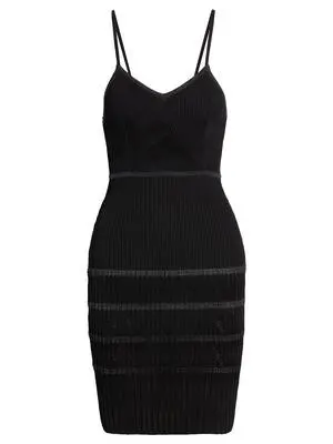 Balmain Ribbed And Pointelle-Knit Mini Dress Black