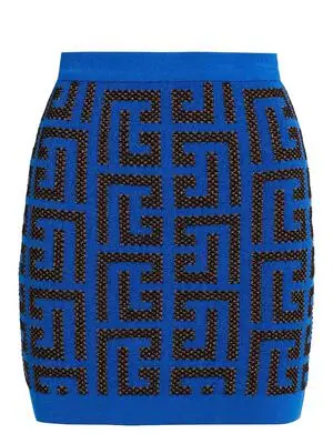 Balmain Metallic Jacquard-knit Mini Skirt - Royal Blue