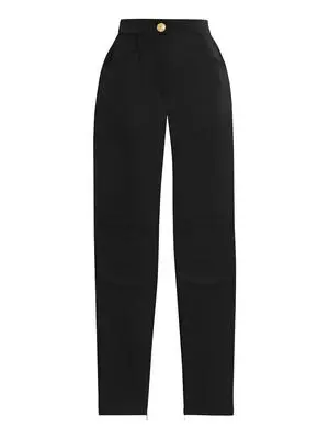 Balmain Quilted Grain De Poudre Wool-blend Slim-leg Pants - Black