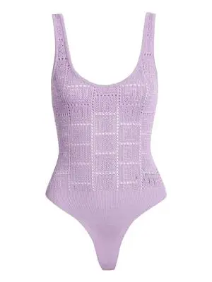 Balmain Pointelle-knit Bodysuit - Lilac