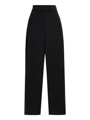 TOM FORD Satin-trimmed Grain De Poudre Wool Tapered Pants - Black