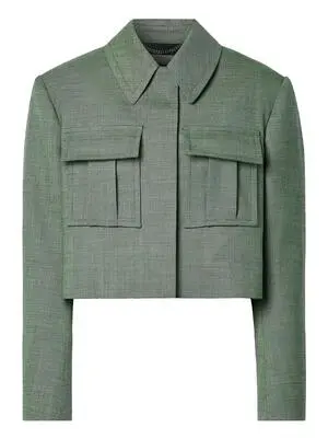 Stella McCartney Cropped Wool-blend Twill Jacket - Sage Green