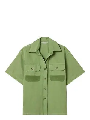 Stella McCartney Corduroy-trimmed Cotton-twill Shirt - Leaf Green