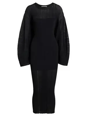 Stella McCartney Plissé-knit Midi Dress - Black