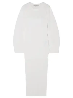 Stella McCartney Plissé-knit Midi Dress - White