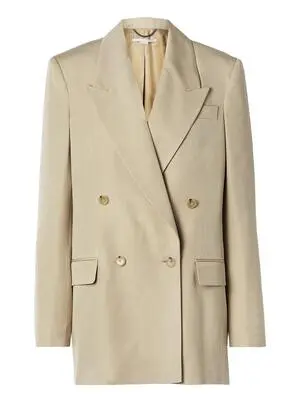 Stella McCartney Double-breasted Slub Woven Blazer - Beige