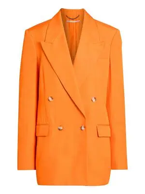 Stella McCartney Double-breasted Slub Woven Blazer - Bright Orange
