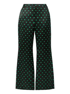 Balmain Polka Dot Duchess-satin Flared Pants - Black