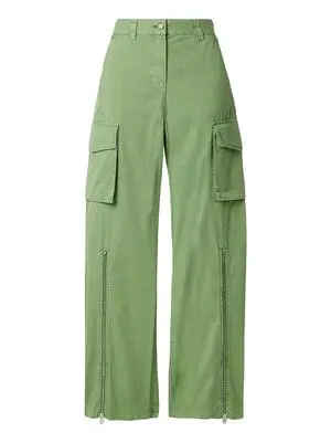 Stella McCartney Corduroy-trimmed Cotton-twill Wide-leg Cargo Pants - Leaf Green