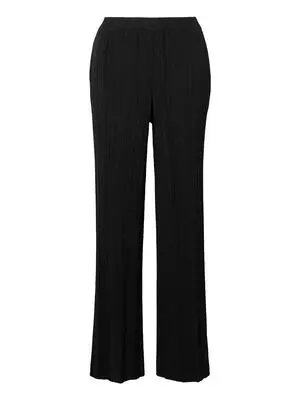 Stella McCartney Plissé Knit Straight-leg Pants - Black