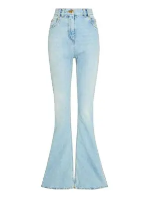 Balmain High-rise Flared Jeans - Light Denim
