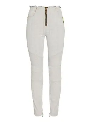 Balmain Studded High-rise Slim-leg Jeans - Light Gray