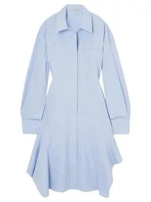 Stella McCartney Asymmetric Cotton-poplin Shirt Dress - Sky Blue