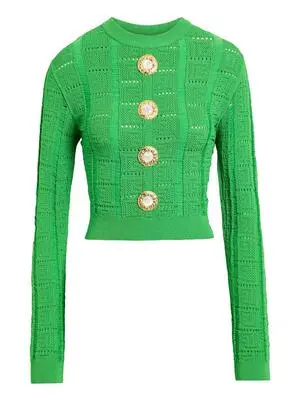 Balmain Embellished Pointelle-knit Sweater - Green