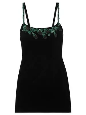 Balmain Embellished Velvet Mini Dress - Black