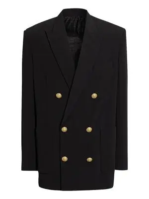 Balmain Doublebreasted Crepe Blazer - Black