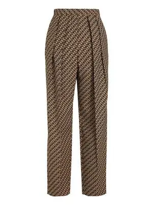 Stella McCartney Pleated Jacquard Tapered Pants - Beige