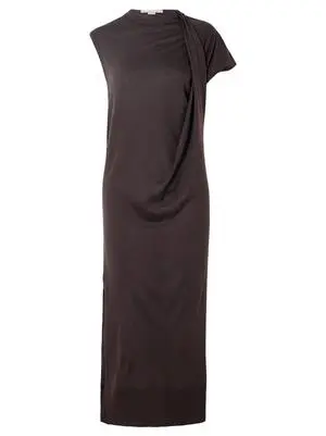 Stella McCartney Draped Wool Midi Dress - Dark Brown
