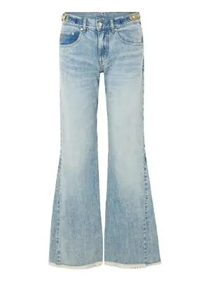 Stella McCartney Frayed Embellished Flared Jeans - Mid Denim