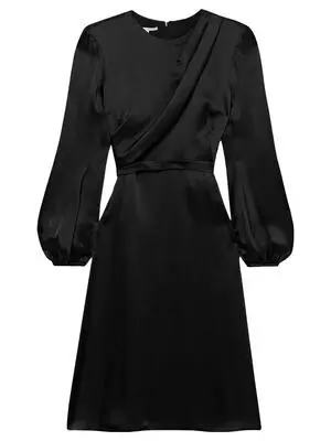 Stella McCartney Draped Duchess-satin Midi Dress - Black