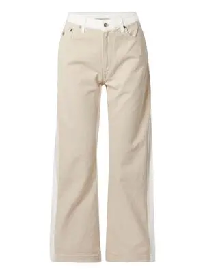 Stella McCartney Cropped Two-tone Wide-leg Jeans - Beige