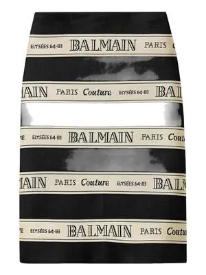 Balmain Striped Logo-print Mini Skirt - Black