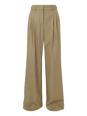 Stella McCartney Pleated Woven Straight-leg Pants - Camel