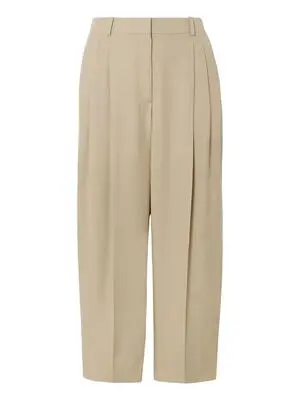 Stella McCartney Pleated Woven Tapered Pants - Sand