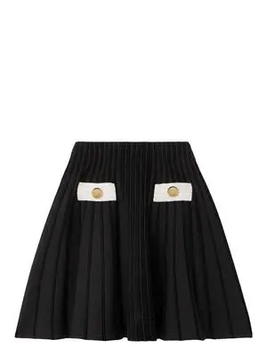 Balmain Button-embellished Knitted Mini Skirt - Black