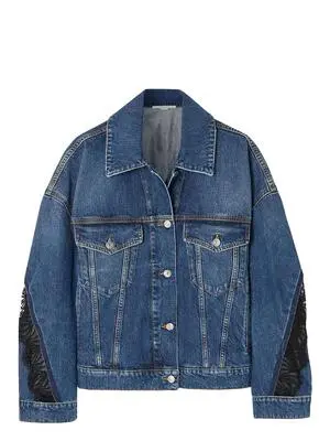 Stella McCartney Lace-trimmed Denim Trucker Jacket - Dark Denim