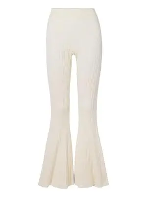 Stella McCartney Ribbed-knit Flared Pants - Ivory